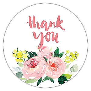 Pink Flower Thank You Stickers, 2 inch 50PCS Self-Adhesive Thank You Labels Great for Wedding, Small Business, Bakeries, Handmade Goods, Birthday Party Favors Labels & Mailing Supplies.