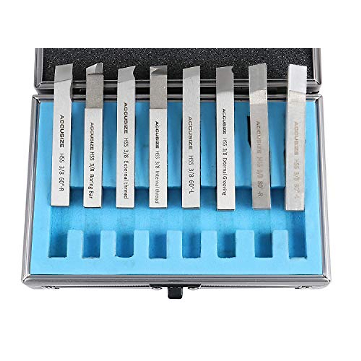Accusize Industrial Tools 3/8'' 8 Pc Hss Tool Bit Set, Pre-Ground for Turning and Facing Work, 2662-2003