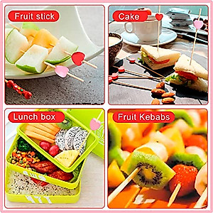 YSSAI 200 Counts Heart Cocktail Picks Red Pink Heart Fancy Toothpicks 4.7 Inch Handmade Bamboo Cocktail Skewers Sticks for Valentine's Day Wedding Mother's Day Birthday Baby Shower Party Supplies