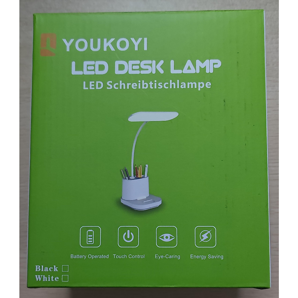 YOUKOYI LED Desk Lamps for Home Office, Rechargeable Battery Operated Desk Lamp with Touch Control, Stepless Dimming, 3 Color Modes, Pen Holder and Night Light- Gooseneck Desk light for Study, Reading