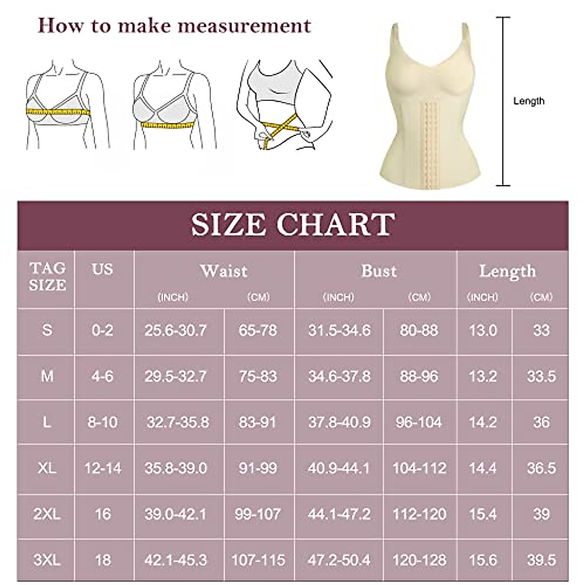 RDSIANE Body Slimming Tank Top For Women V-Neck Cami Shaper Waist Trainer Shapewear Top Tummy Control Beige