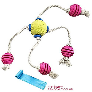 BOAVIDA Dog Chew Toy for Puppy Teething Balls Rope Dog Toys for Small Dogs Pink