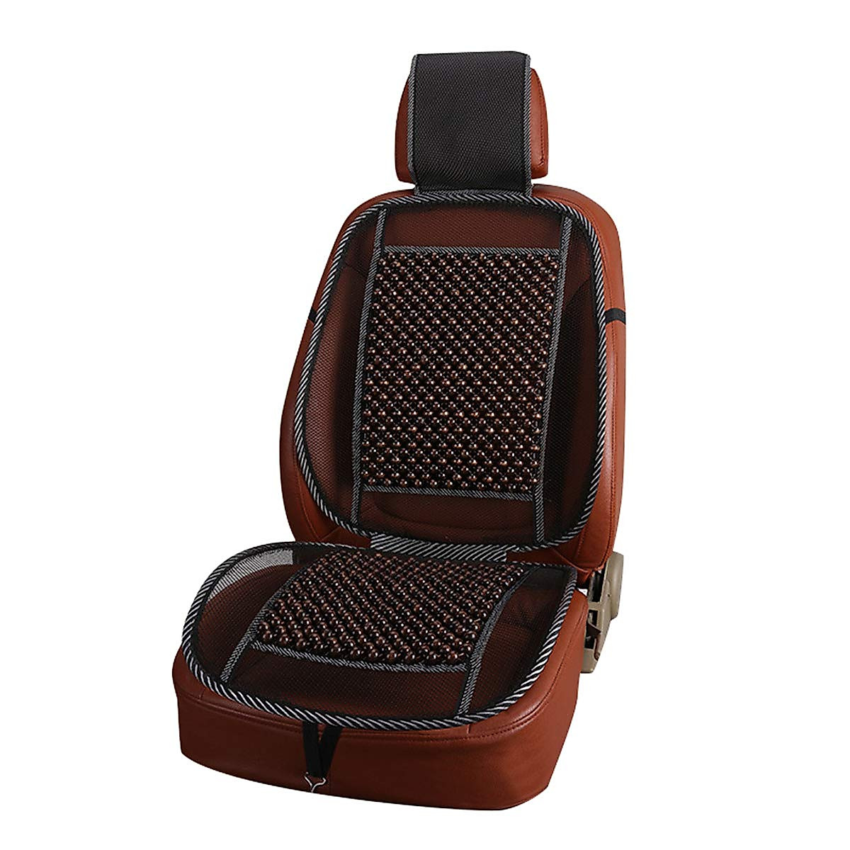 Wood Bead Car Seat Cover Cushion, Cooling & Breathing, Automotive Beaded Driver Seat Massager Cushion for Lower Back Pain