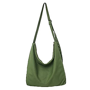 FRVXO Women's Fashion Crossbody Bag Large Size Shoulder Bag Casual Shopping Bag Canvas Messenger Bag Travel Pouch (Green)