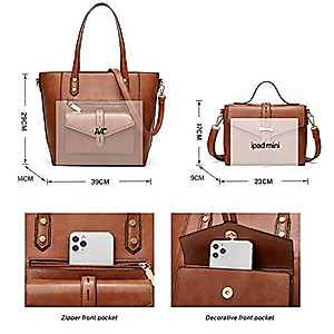 KEEPOP Women 2pcs Tote Handbag Set Leather Shoulder Purse Large Capacity Work Top-handle Bag Shopper Crossbody Satchel for Christmas Thanksgiving Day