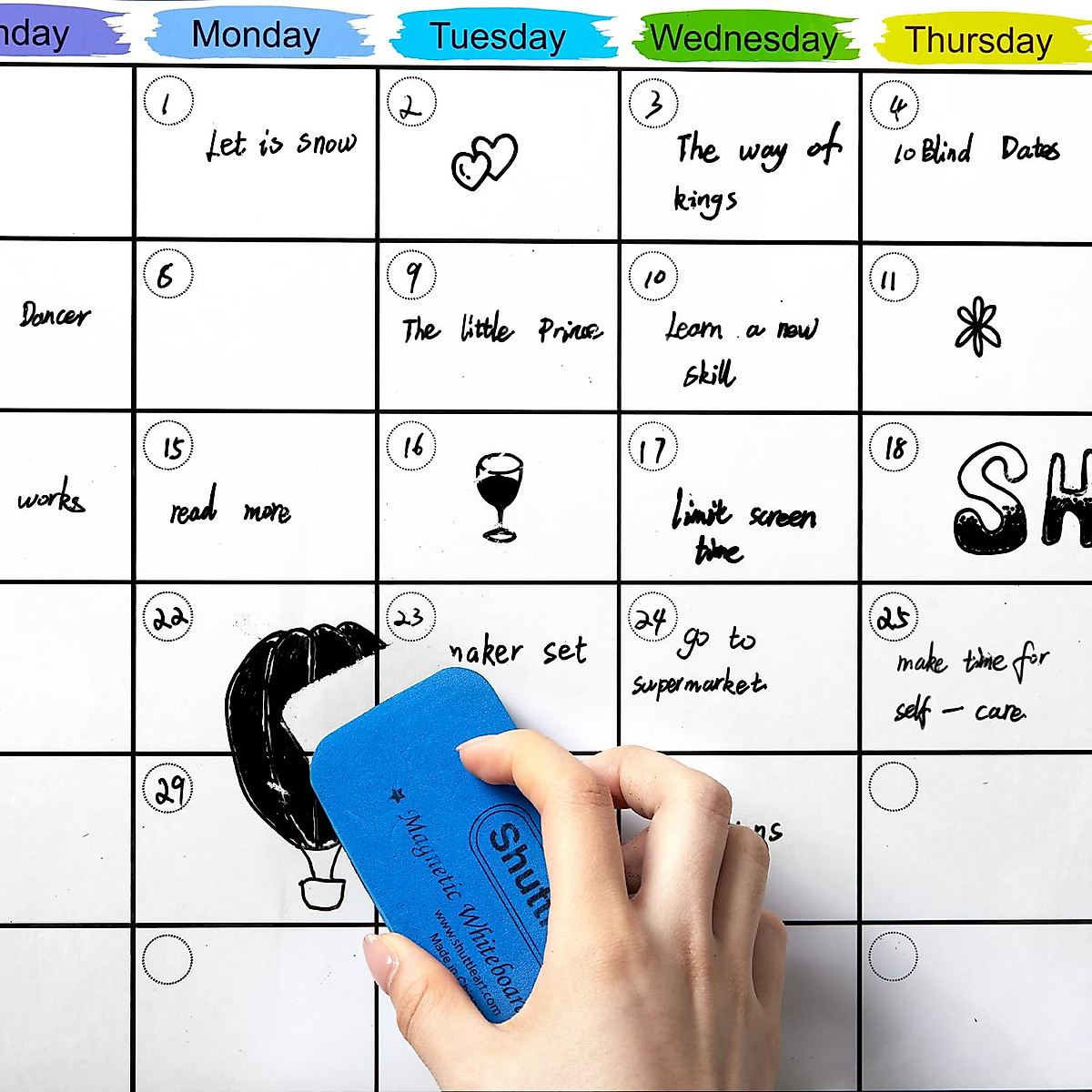 Shuttle Art Ultra Fine Dry Erase Markers, 15 Pack Black Whiteboard Markers with Erase, Dry Erase Markers Perfect For Writing on Whiteboards, Dry-Erase Boards,Mirrors for School Office Home