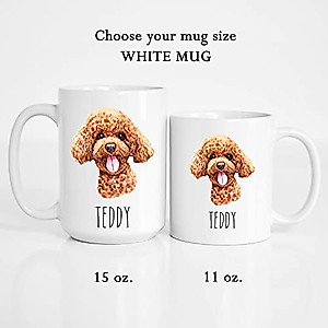 Poodle Customized Name Coffee Mug, Personalized Dog Owner Gifts for Men Women, Customizable Pet Memorial Tea Cup (Poodle)