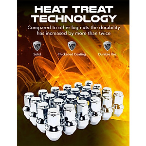 Set of 24 Veritek 14x2.0mm 13/16 Hex 2 Inch Chrome OEM Factory Style Large Acorn Seat Lug Nuts for Ford F-150 Expedition Lincoln Navigator Factory Wheels