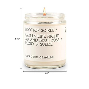 Anecdote Candles 'Rooftop Soiree' Coconut Soy Wax Candle Jar | Premium Hand Poured & Long Burning | Peony & Suede Scent | Phthalate-Free | for Home, Office, Gift - 7.8 Oz