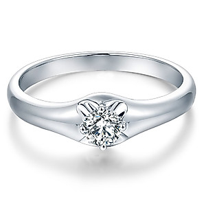 Lanmi 0.30Ct Natural Brilliant Diamond 18K White Gold Engagement Wedding Band Ring