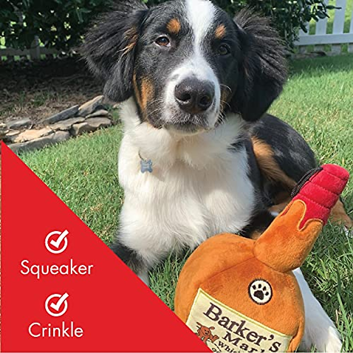 H&K for Dogs Power Plush | Barker's Mark (Large) | Funny Dog Toy | Dog Toy with Squeaker | Dog Gift | Fun, Durable, and Safe | Squeaky Dog Toy