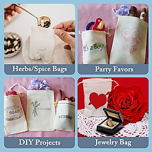 Celestial Gifts Muslin Bags 25pcs 5x7, 100% Cotton Drawstring Bags for Party Favors and Spice Bags - Made in USA (Natural Hem & Drawstring)
