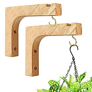 FGSAEOR Macrame Plant Hanger, Hanging Wall Planters for Indoor Plants, Wooden Hanging Basket Hooks for Outdoor Pots Wind Chime Flower Bracket Lanterns Patio Garden Decoration (2-Pack,5-Inch)