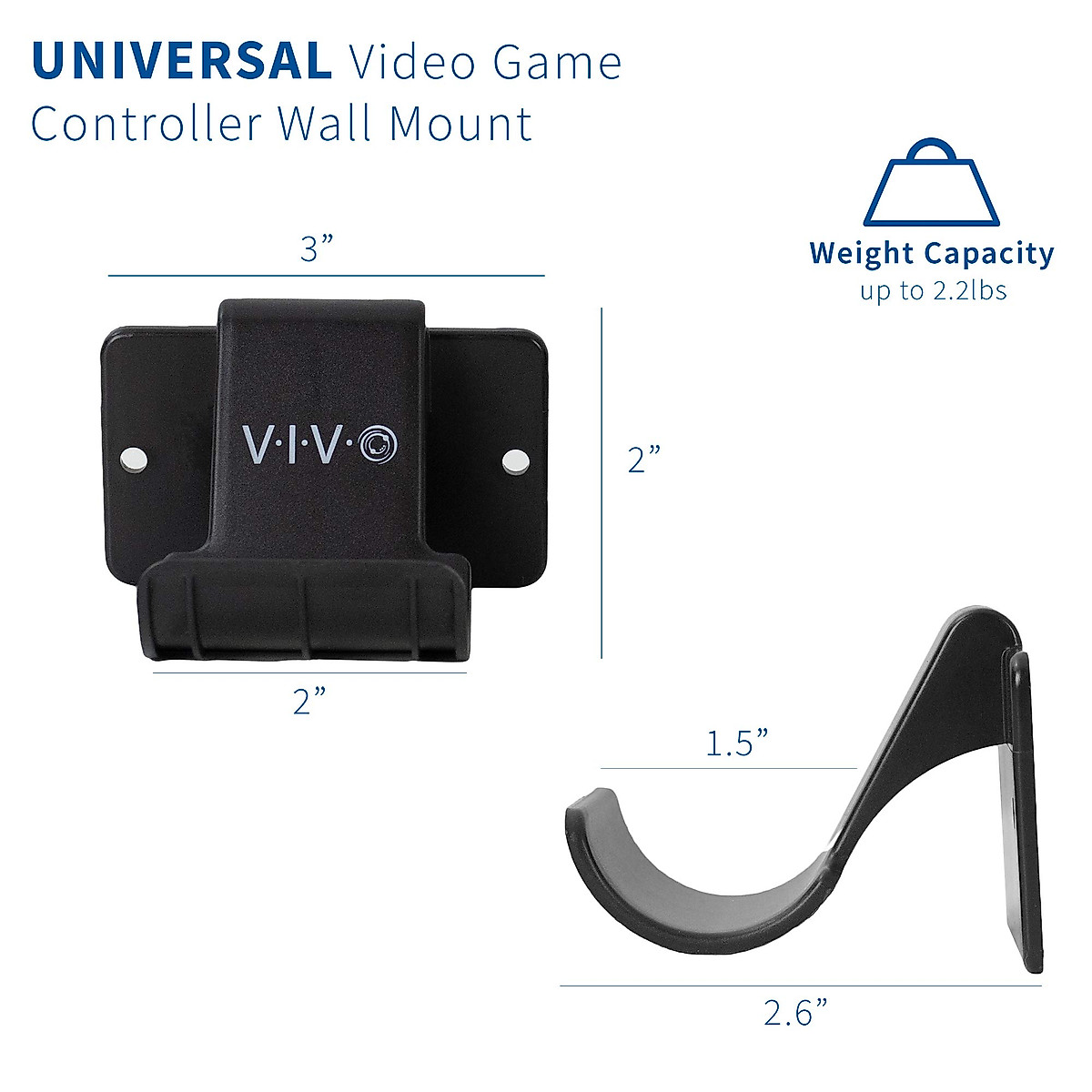 VIVO Universal Video Game Controller Wall Mount Holders, Compatible with PlayStation, Xbox, NVIDIA, Nintendo Switch Controllers, and More, 2-Pack, Black, MOUNT-GM01C