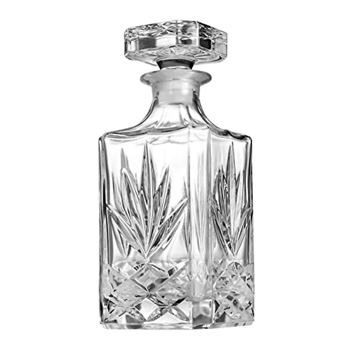 Hibekol Whiskey Decanter with Glass Stopper Lead-Free Glass 25.3 oz/ 750ml Decanter for Bourbon, Wine, Scotch, Vodka or Liquor…