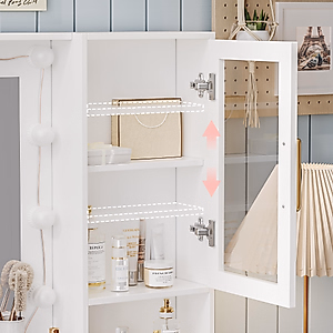 35.4" Makeup Vanity Desk with Charging Station, White Makeup Dressing Table with Mirror & Lights, 3 Lighting Modes Adjustable Brightness, Vanity Table with Power Outlet &5 Drawers Gold Handle