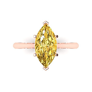 Clara Pucci 2.50 ct Marquise Cut Solitaire Natural Yellow Citrine Engagement Bridal Promise Anniversary Ring 18K Rose Gold Size 3.5