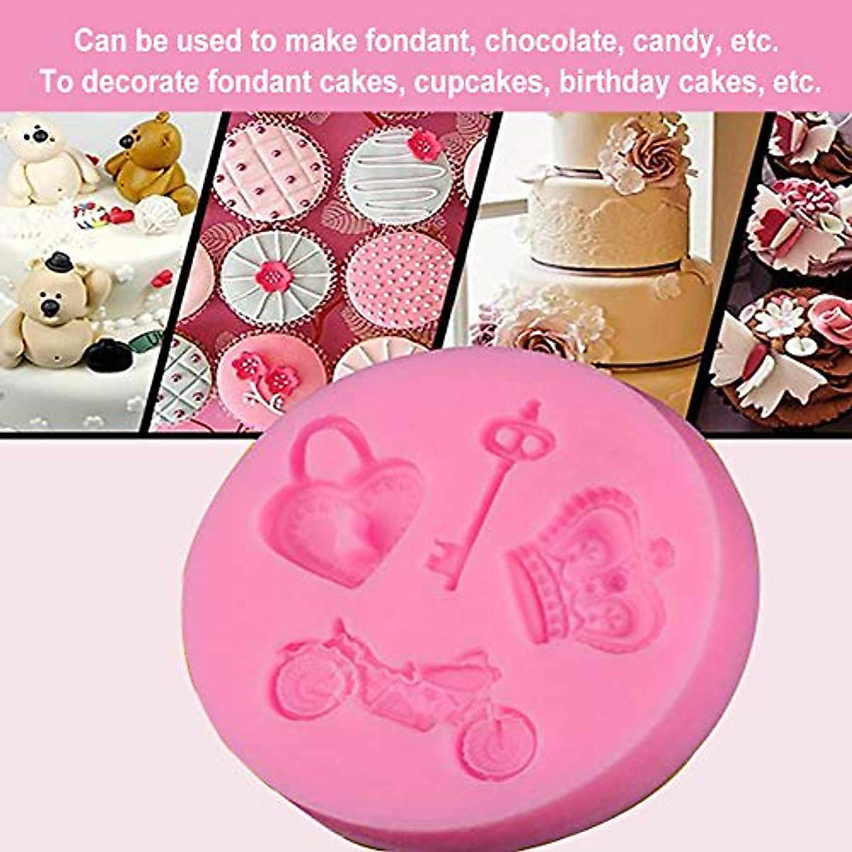 SIMUR 4 Pack Crown Fondant Candy Silicone Molds Bows Crown Heart Mold for Sugarcraft, Cake Decoration, Cupcake Topper, Chocolate, Pastry, Cookie Decor, Jewelry, Clay, Epoxy Resin, Crafting Projects