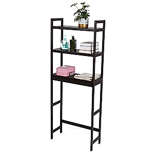 Bathroom Over The Toilet Organizer Storage Rack with Adjustable Shelves 3 Tier Bamboo Freestanding Shelf Plant Stand Multipurpose Organizer Space Saver for Laundry, Balcony，Brow