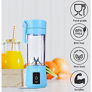 Juice Jet, Portable Blender, Mixer, USB Rechargeble, Personal Blender, Handheld Blender, Travel, Gym, Home, Outdoor, Office (Blue)