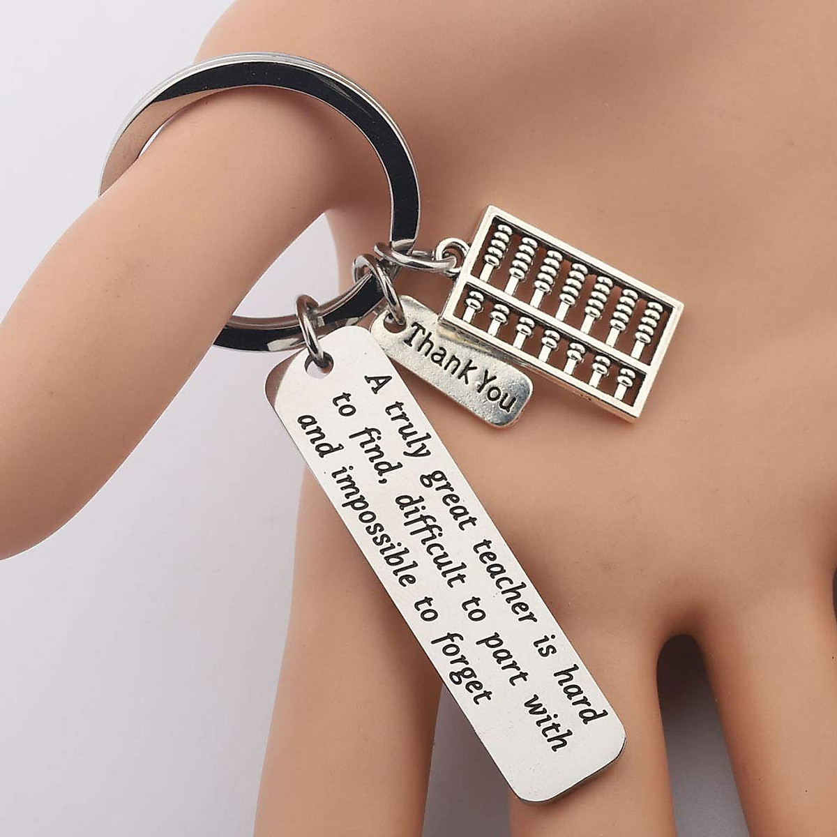 Math Teacher Thank You Keychain A Truly Great Teacher is Hard to Find Retirement Gift for Teacher (Abacus)