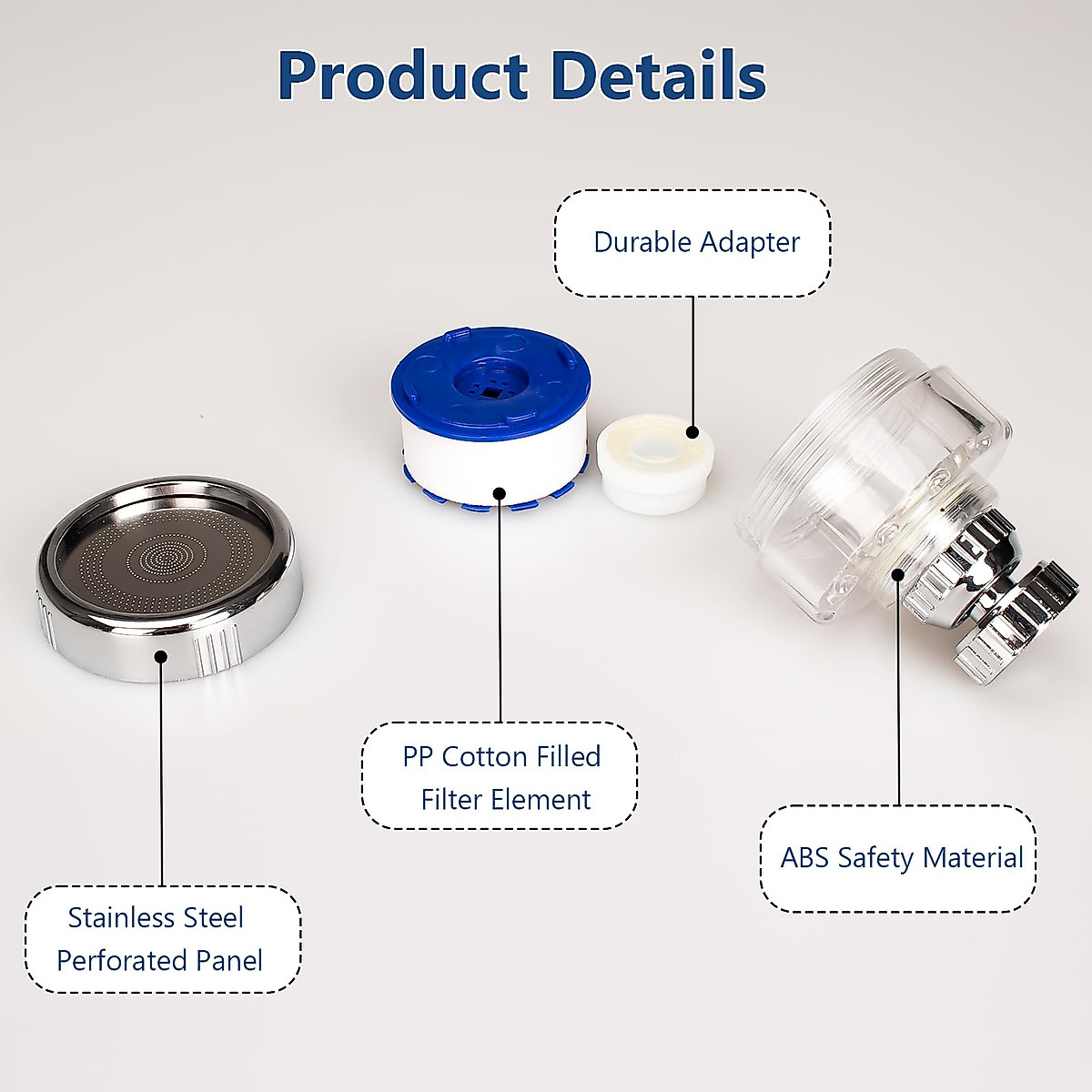 Dexspoeny 21Pcs Sink Water Filter with Filter Elements Set,Sink Faucet Filter 360°Rotating, Bathroom Sink Filter Removes Fluoride Hard Water, Faucet Filter Faucet Extender for Home Kitchen Sink