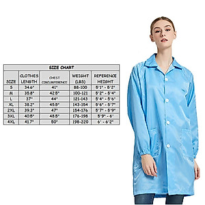 Long Sleeve ESD Gown Unisex Anti-Static Lab Coat Non-Stretch Comfort Fit Lapel Uniform (Large, Pink)