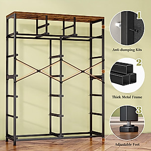 EnHomee 14 Drawer Dresser, Tall Dressers for Bedroom, Large Bedroom Dressers & Chests of Drawers, Sturdy Metal Frame & Wood Top, Easy Assembly, Closet, Living Room, Rustic Brown