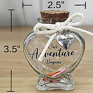 CATABUBU Honeymoon Sand Keepsake Jar 2023, Bridal Shower Gift, Wedding Gift, Engagement Gift, Honeymoon Gift, Travel Gift for Couples Newlywed, Hand Lettered Our Adventure Begin Jar(Heart Shape)