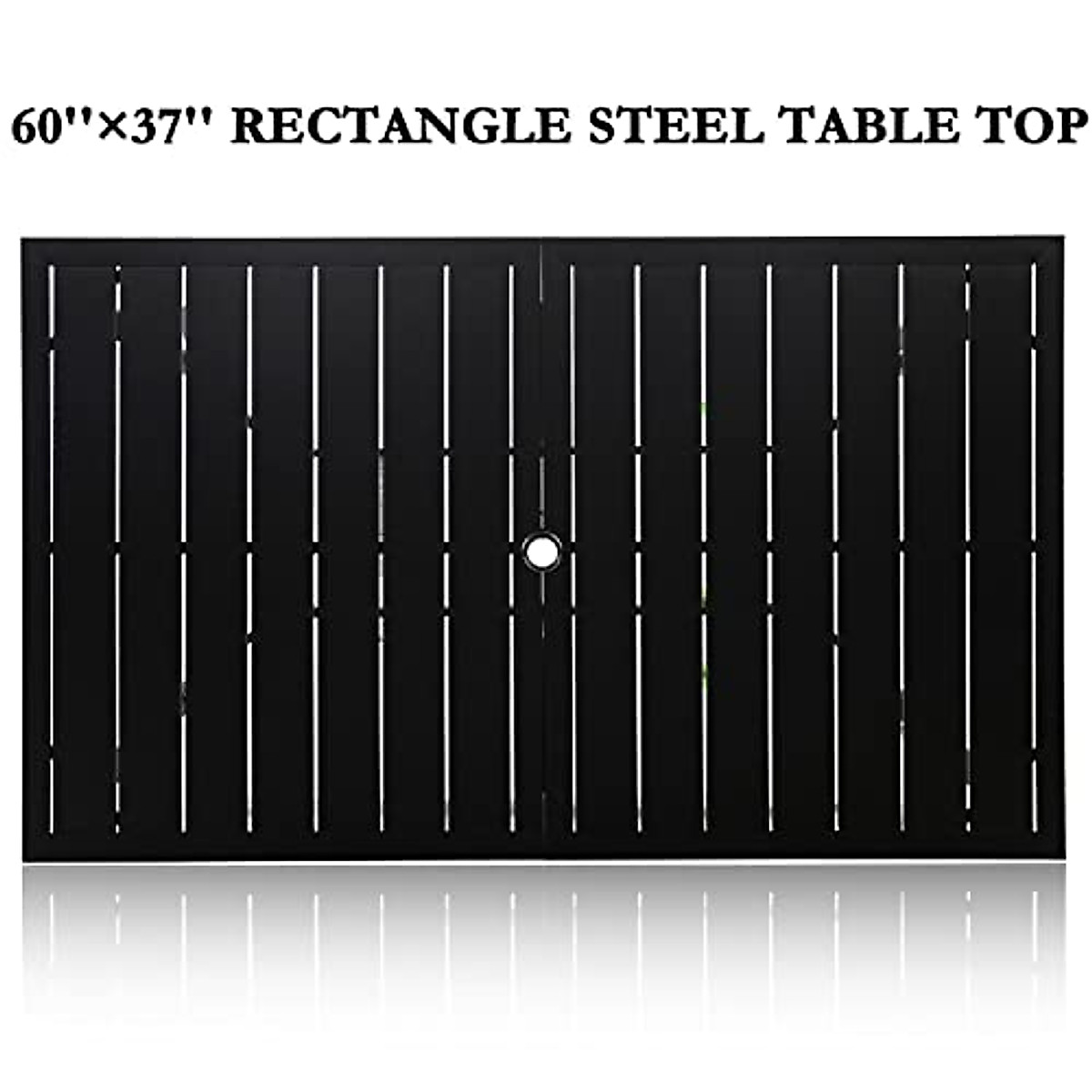 Incbruce Patio Dining Table, 60" x 37" Rectangle Metal Steel Slat Table, with 1.57" Umbrella Hole, for Backyards, Porches, Gardens or Poolside