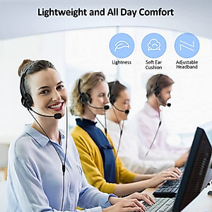 AGPTEK Hands-Free Call Center Noise Cancelling Corded Binaural Headset Headphone with 4-Pin RJ9 Crystal Head and Mic Microphone for Desk Phone - Telephone Counselling Services, Insurance, Hospitals