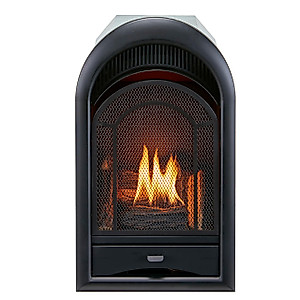ProCom Dual Fuel Ventless Gas Fireplace Insert with Thermostat Control, 5 Fire Logs, Use with Natural Gas or Liquid Propane, 15000 BTU, Heats up to 600 Sq. Ft., Black