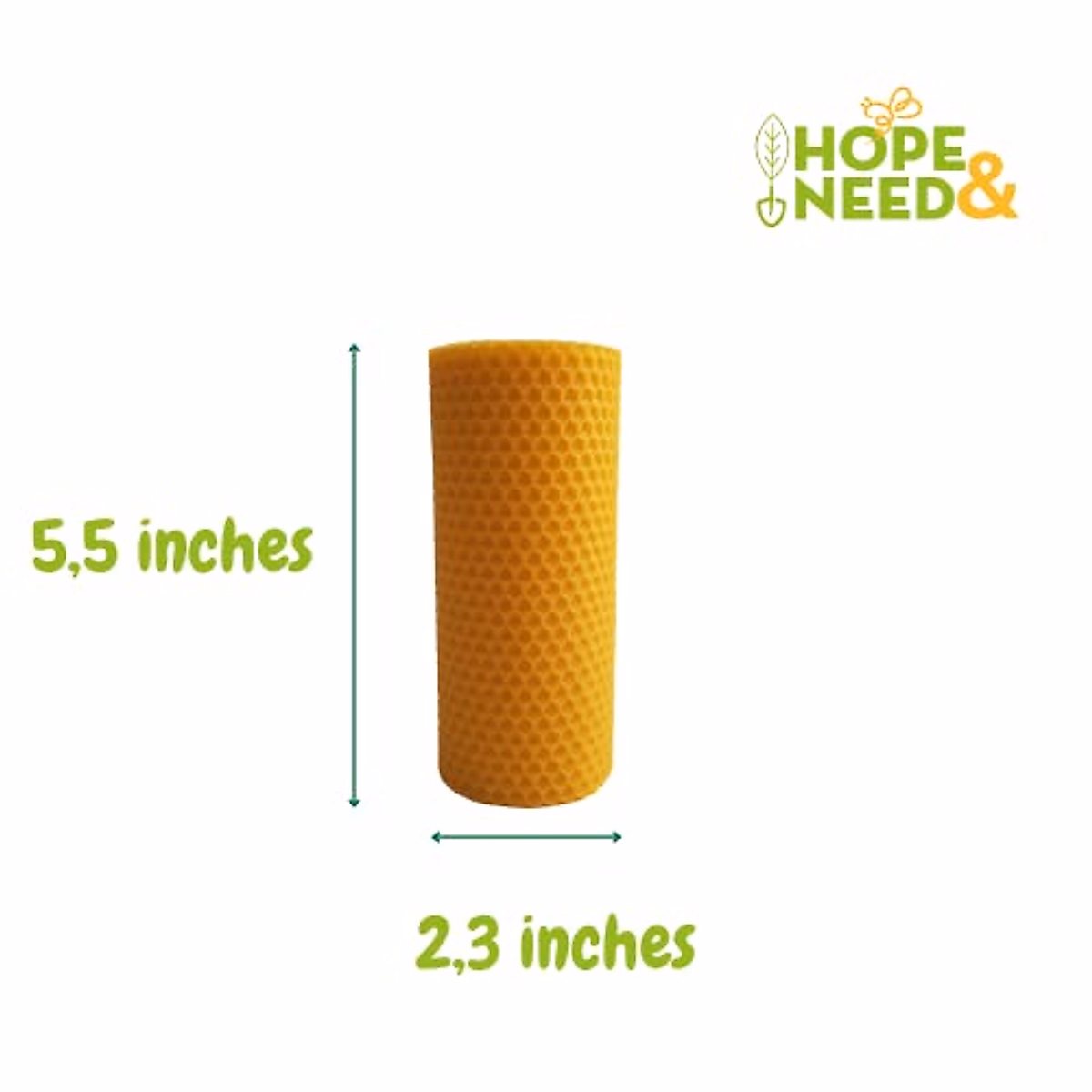 Hope&Need Beeswax Pillar Candles- Big Size 1 Piece(5.5 inches x 2.3 inches) 0 Pure Bees Wax Candles for Home Decoration, Healthy and Natural Honeycomb, Hand-Rolled Beeswax Candle, No Chemicals
