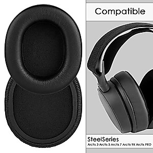 Ear Pads for SteelSeries Arctis Prime Arctis PRO Arctis 9X Arctis 7 Arctis 5 Arctis 3 Headphones Replacement Ear Cushions, Ear Covers, Headset Earpads (Protein Leather/Black)