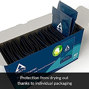 ARCTIC MX Cleaner (40 pieces) - Cleaning wipes for removing thermal paste, 11.5 x 11.5 cm, biodegradable
