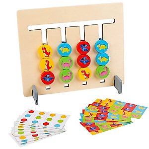 Y YTONGSOON Four-Color Dinosaur Animal Logic Game Double-Sided Wooden Montessori Enlightenment AIDS Children's Educational Toys