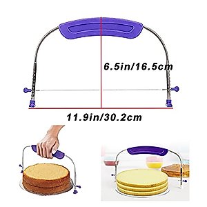WAFJAMF Adjustable Cake Leveler Cutter, Professional Cake Slicer with Stainless Steel Wires and Handle for Leveling Tops of Layer Cakes Suitable for 10 Inch Cake