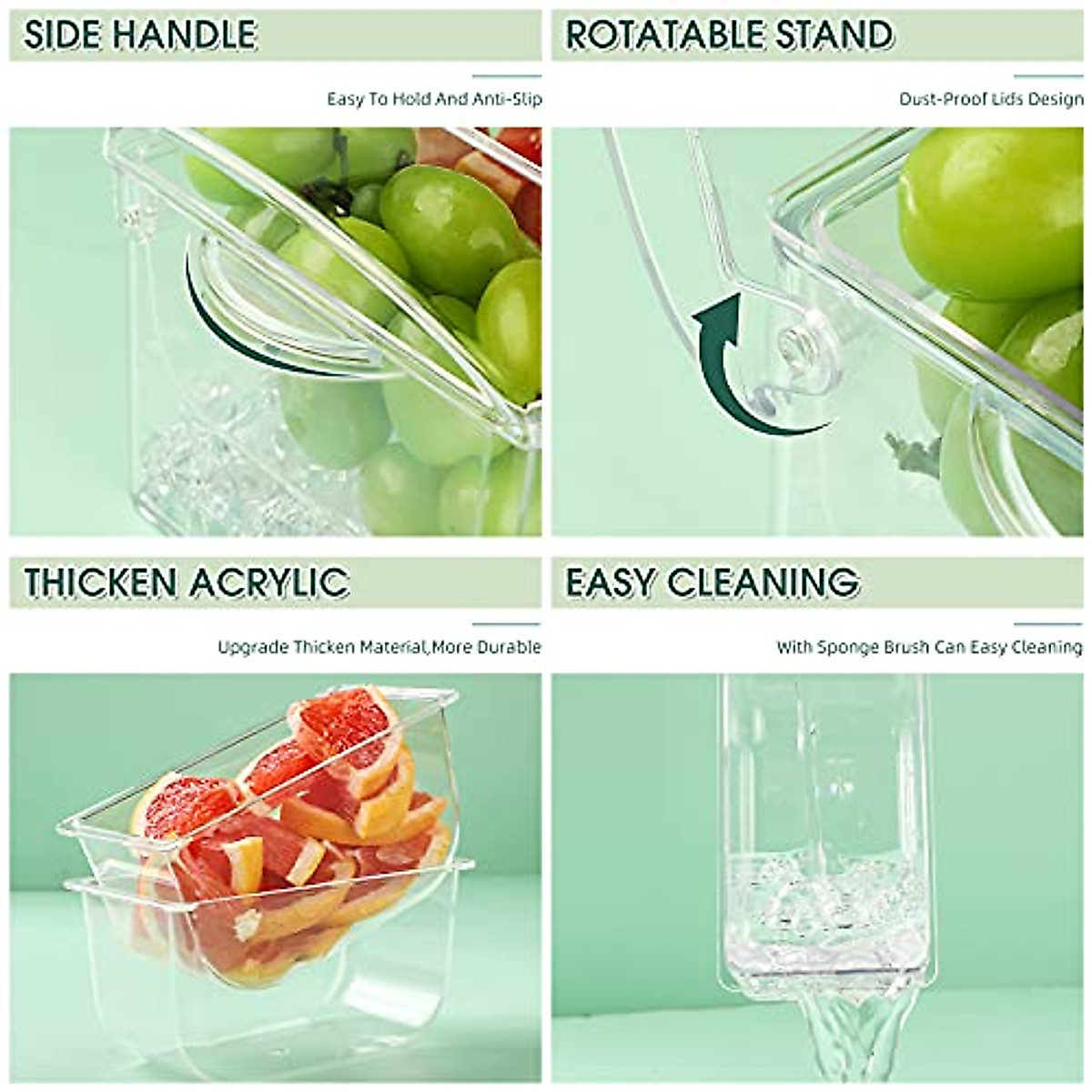 BELIBUY Condiment Server, Ice Chilled 5 Compartment Server CadCondiment Server,Condiment Containers with Lids, 5 Compartment Ice Chilled Caddy Clear Condiment Caddy with Iced Cube Fruit Serving Trays