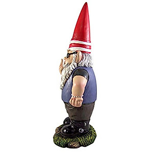 Wowser Large Patriotic Rebel Biker Garden Gnome Statue, 18 Inches