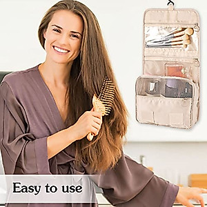 Pengxiaomei Toiletry Bag, Waterproof Hanging Cosmetic Bag Portable Travel Makeup Pouch Bathroom Bag Stocking Stuffers for Women Girls Christmas Gifts(Pink)