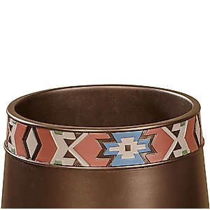 Valley View Wastebasket Multi Warm, Hand-Painted, Made of Resin, Shades of sage, Chocolate, Sand, Russet, and Indigo 10 Inches High