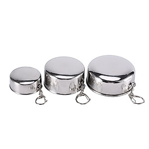Travel Folding Cup S/M/L Stainless Steel Cup Camp Keychain Design Retractable Telescopic Collapsible Cup(L)
