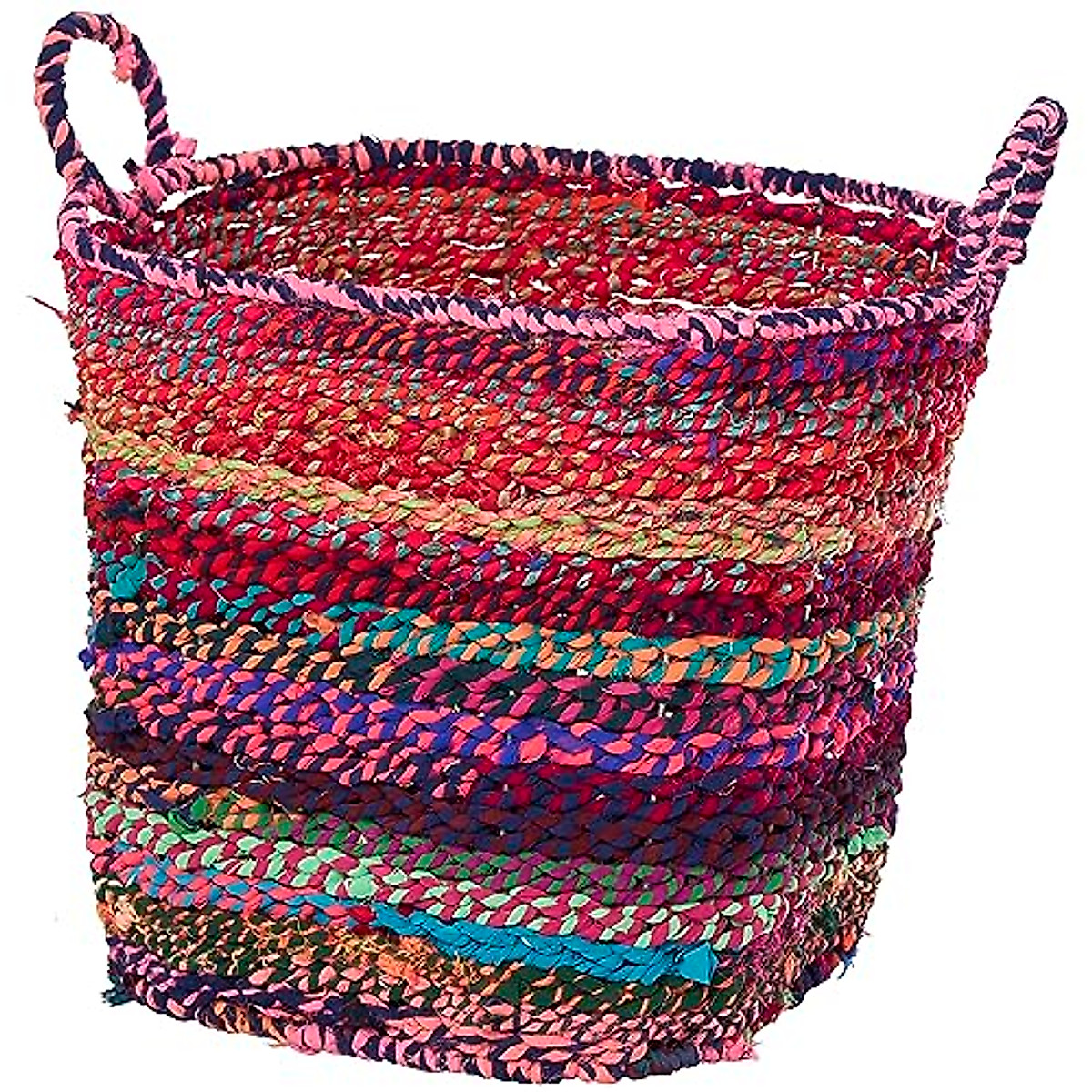 CosmoLiving by Cosmopolitan Cotton Round Storage Basket with Handles, 23" x 18" x 18", Multi Colored
