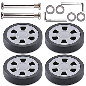 Rhinenet Replacement Luggage Suitcase Wheels OD 55mm Repair Kit Parts Axles Rubber Metal Swivel Caster Trolley Wheels Bearings Tools Wear-Resistant Mute Flexible Set of (4) Wheels 55mm x 12mm x 6mm