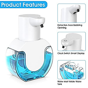 Automatic Foaming Soap Dispenser by OTLS, 4 Level Adjustable Foaming Hand Soap Dispenser, 420ml Automatic Soap Dispenser Touchless, USB-C Port, 2 Hooks for Wall Mount