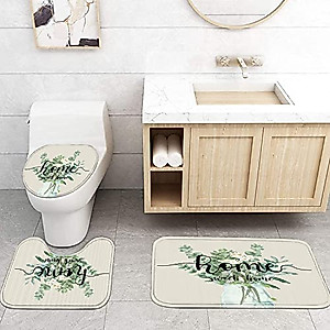 FZDHHY Beige Shower Curtain Sets Home Sweet Home Shower Curtain Set with Rugs Rustic Bathroom Set with Rugs Cute Bathroom Decor Set