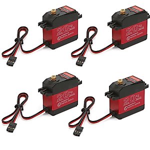 RCmall 4PCS 20KG DS3218 Waterproof Digital Servo with 25T Servo Arm, High Torque Full Metal Gear DS Servo for 1/8 1/10 1/12 DIY RC Toys Model TRX 4 RC Crawler Boat Truck (Control Angel 270°)