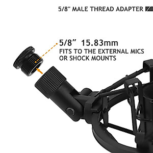 2 Pack Screw Thread Adapter, 5/8" Male to 3/8" Female Mic Screw for Blue Yeti/Blue Snowball/Blue Yeti X Microphone Stand Mount by Frgyee (Black)