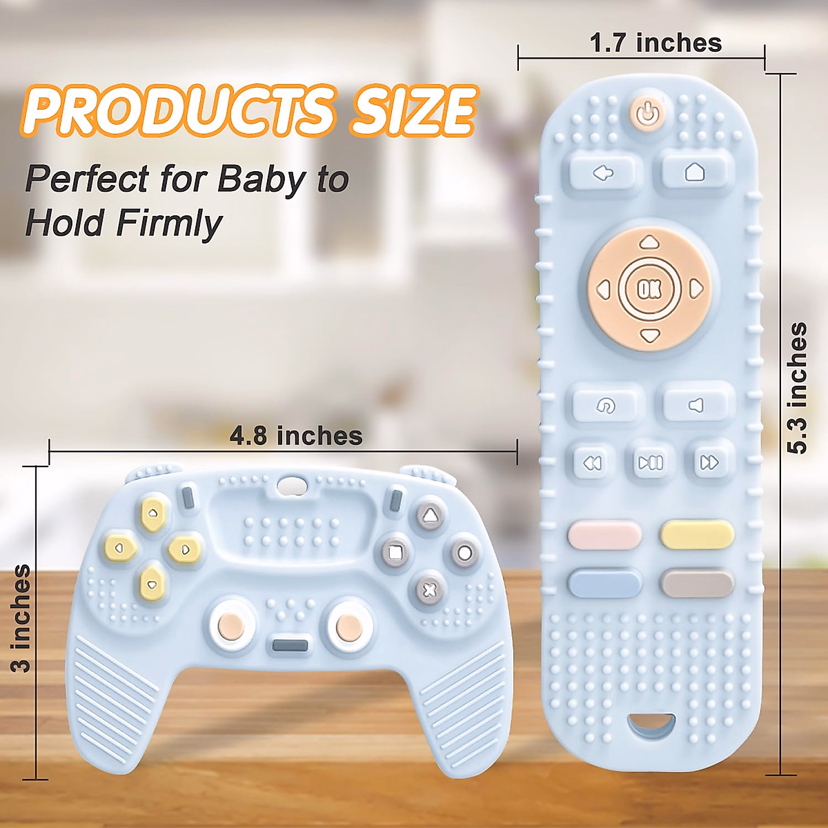 Remote Teether for Pet 2 Pack Baby Remote Control Toy Baby Teething Toys for Babies 0-6,6-12,18 Months,BPA Free Silicone Baby Teether Toys for Infant Toddlers Teething Relief Chew Toys Set,6m+