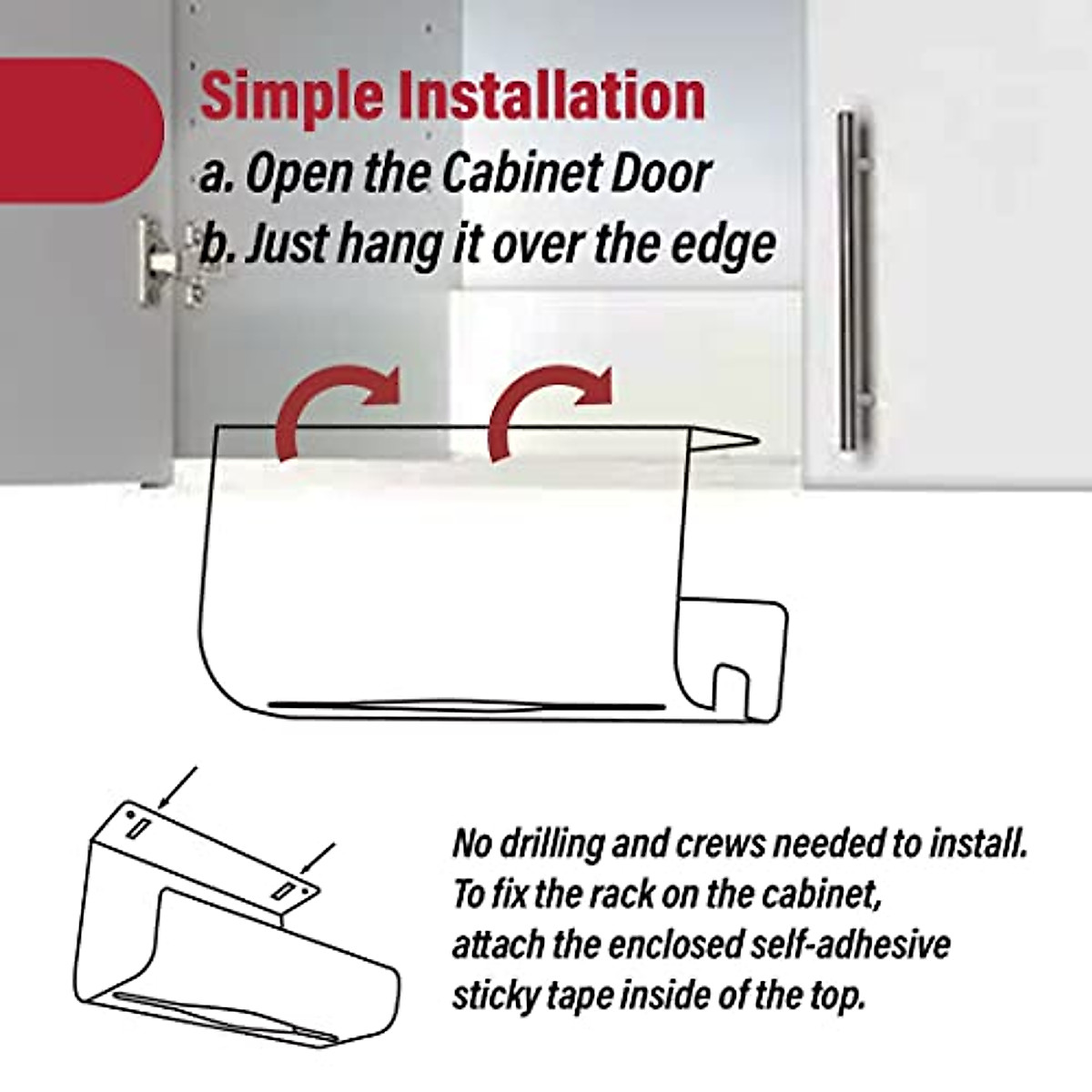 KN FLAX Paper Towel Holder Under Cabinet, No Drilling Needed Paper Towels Hanger with Magnetic Bulletin Board for Memo and Kitchen Timer - Grey